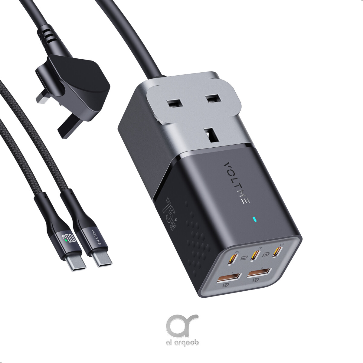 Voltme VITO Go 75W GaN3 EzTravel 6 in 1 Power Strip Charger, 1.8M AC ...